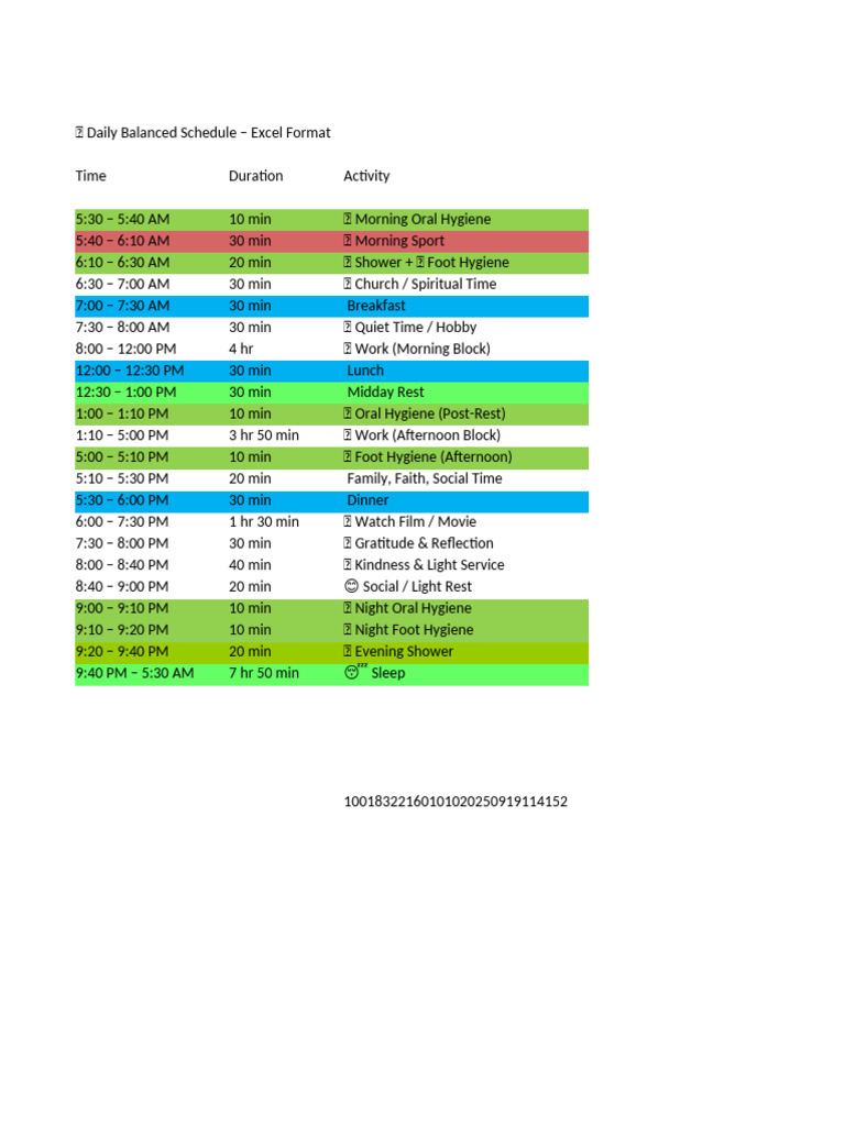 Daily Balanced Schedule | PDF