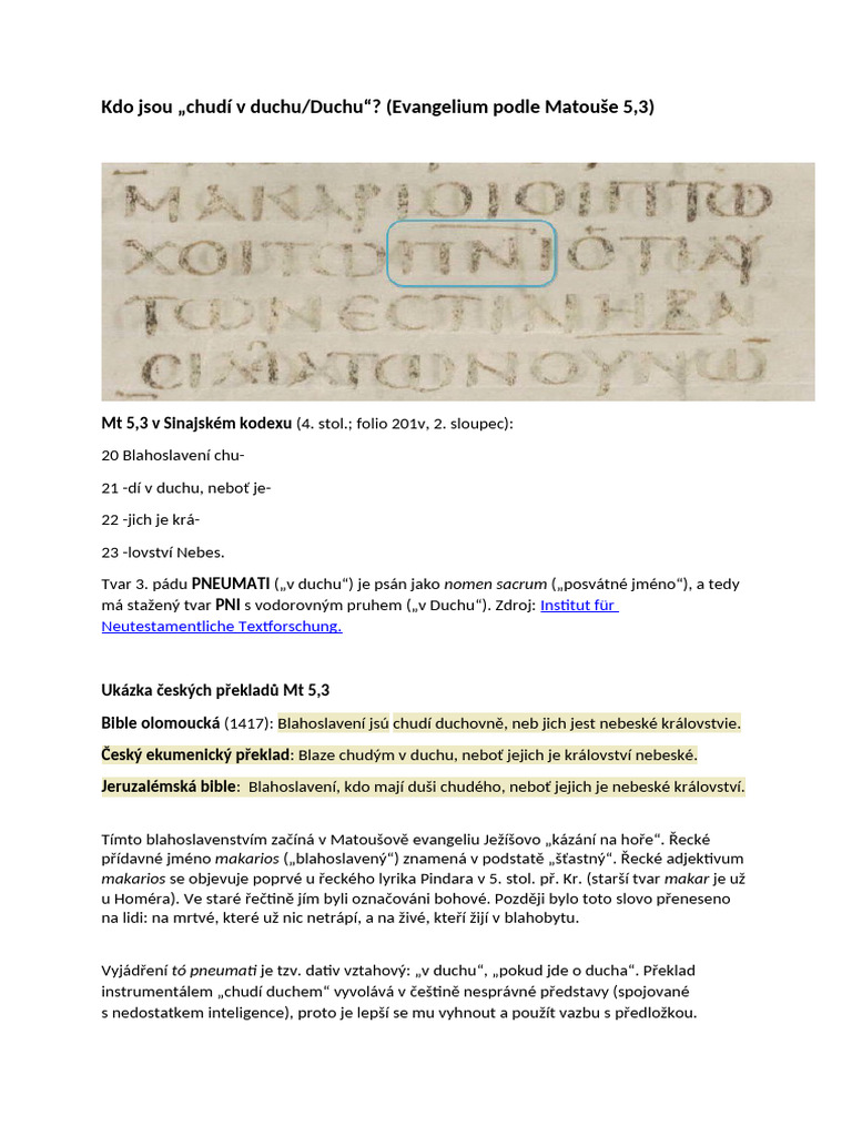 Chudí V Duchu (MT 5,3) Finální Text | PDF