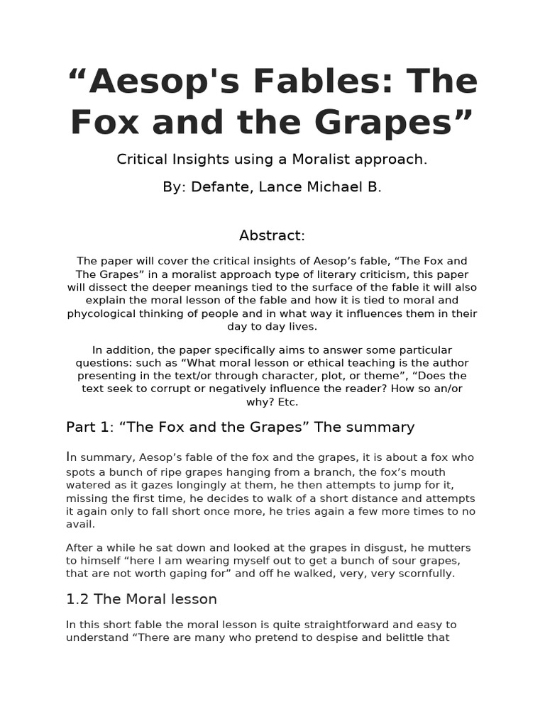 Aesop's Fables A Moralist Approach | PDF | Fable | Narration