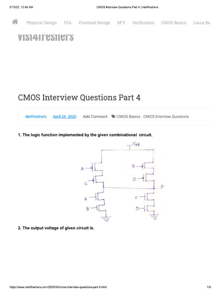 CMOS Interview Questions - 5 | PDF