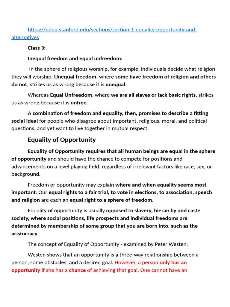 5 Equality of Opp & Outcome | PDF | Equal Opportunity | Social Equality