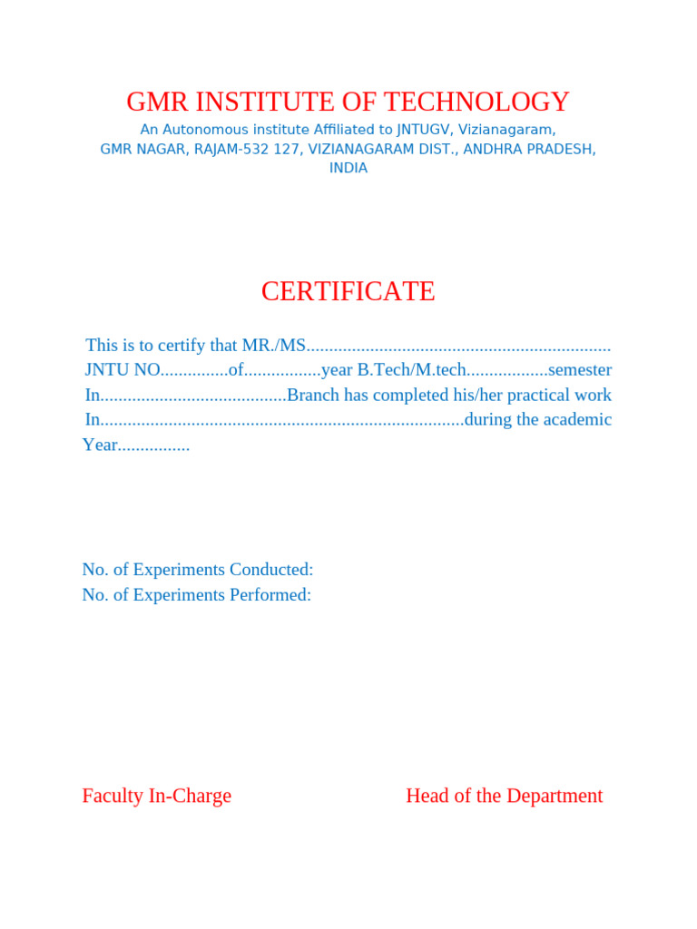 GMR Institute of Technology1 | PDF