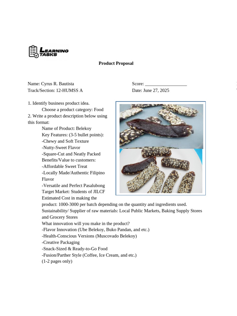 Product Proposal Entrep | PDF