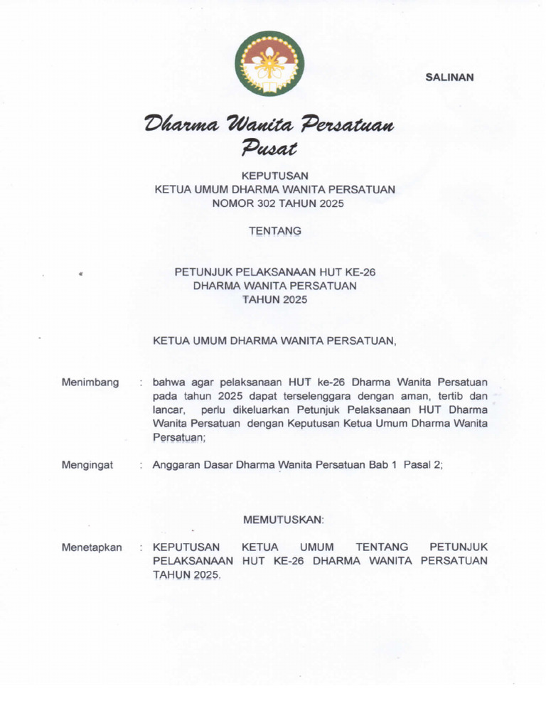 Juklak Hut Ke 26 DWP Tahn 2025 | PDF