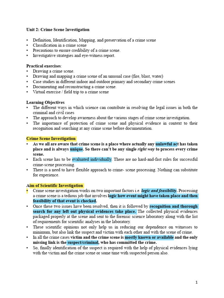Crime Scene Investigation Techniques | PDF | Crime Scene | Forensic Science