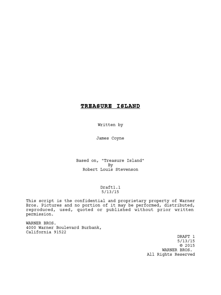 Treasure Island Script Draft 1.1 | PDF | Treasure Island