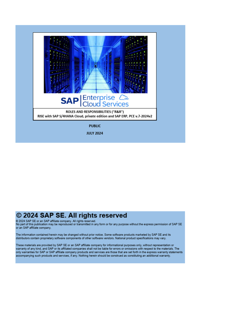 Attachment 3b Roles Responsibilities Under Rise With Sap Final | PDF | Cloud Computing | Backup