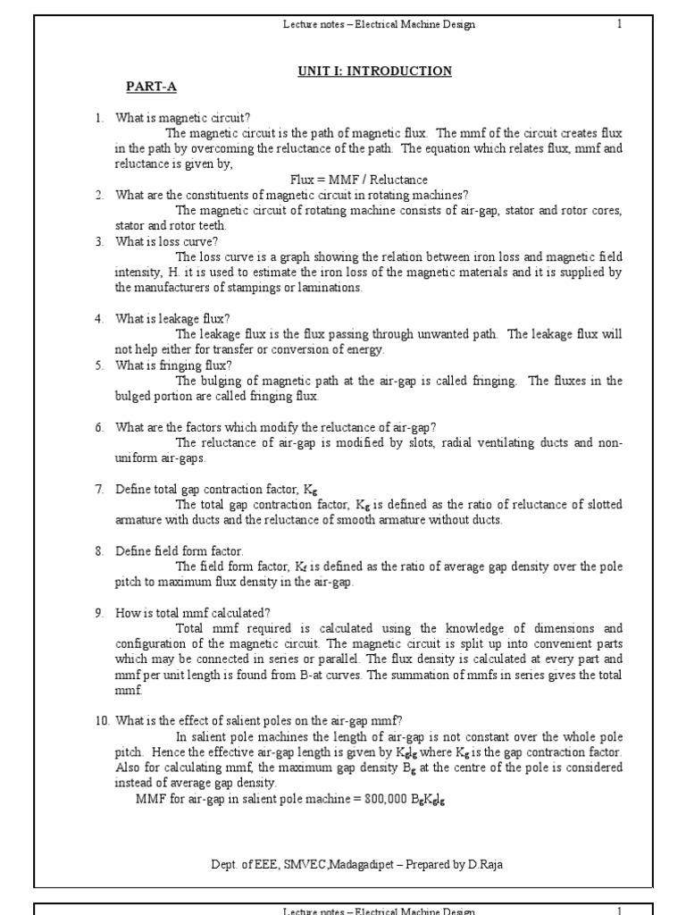 Question Bank EMD | PDF | Transformer | Electrical Components
