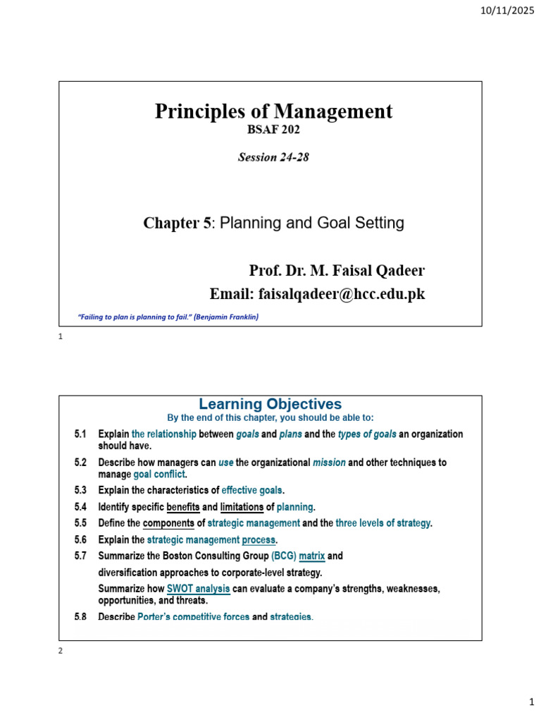 Week 5-6-Ch 05-Planning and Goal Setting | PDF | Strategic Management ...