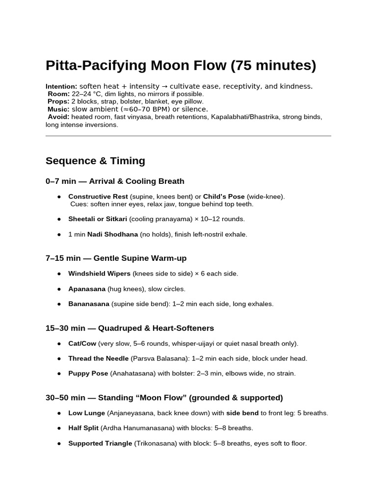 Supported Front Split Flow for Pitta | PDF | Breathing | Yoga