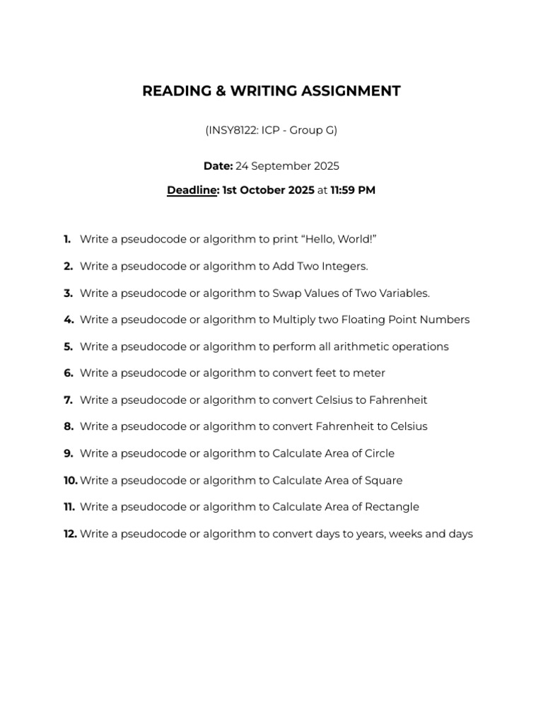 Reading & Writing Assignment | PDF