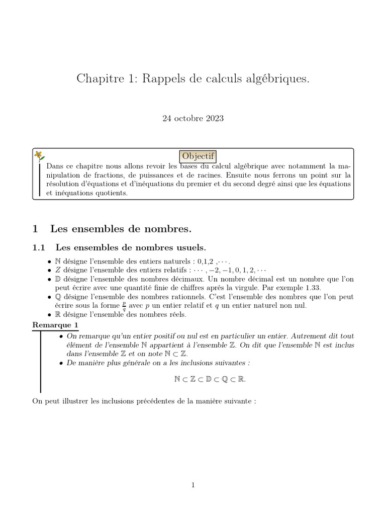 Bases du calcul algébrique et ensembles numériques | PDF | Racine ...
