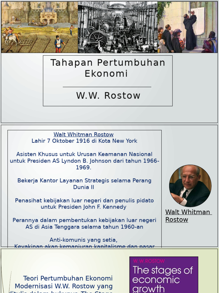 W.W. Rostow. Teori Tahapan Pertumbuhan Ekonomi (PPT New) | PDF