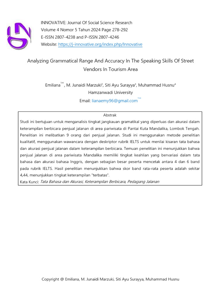 Analyzing Grammatical Range and Accuracy in The Speaking Skills of ...