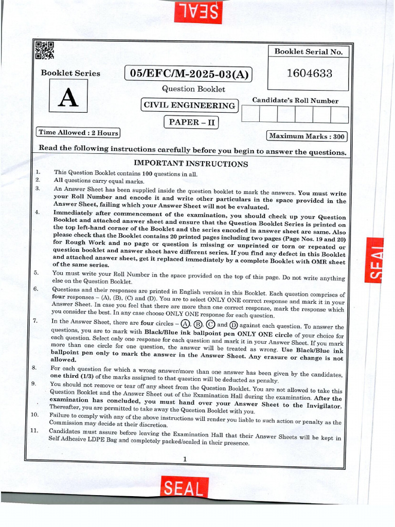 Civil-Engineering-Paper-II. BPSC | PDF