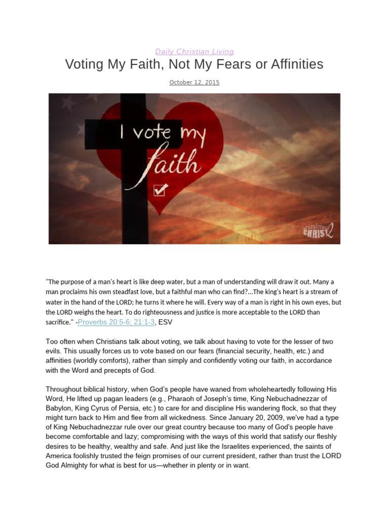 Daily Christian Living - Voting My Faith, Not My Fears or Affinities ...