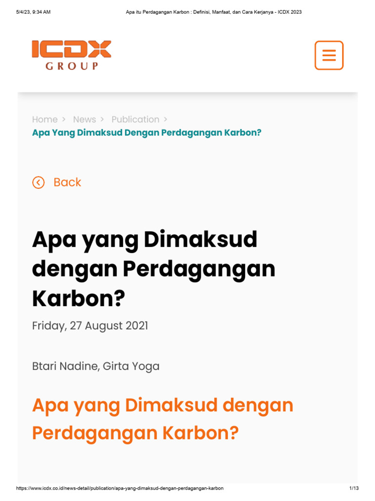 Definisi dan Manfaat Perdagangan Karbon | PDF