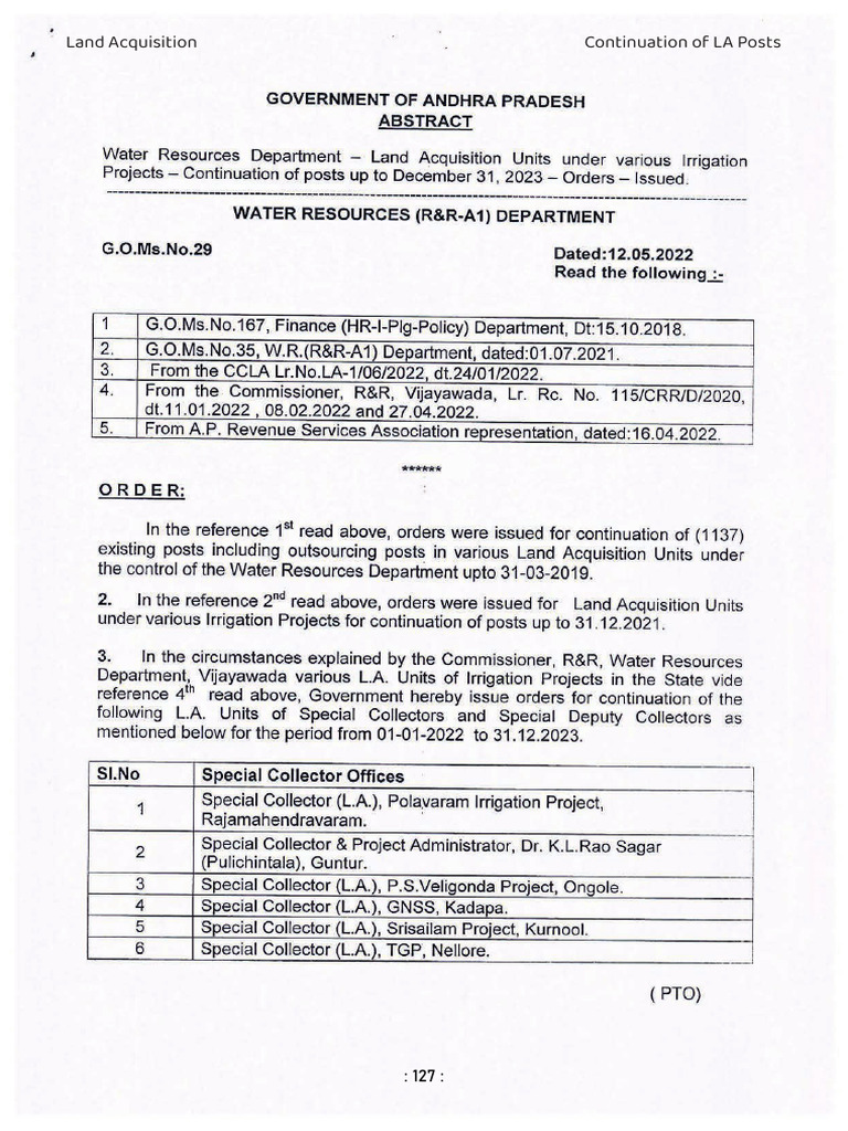 Continuation of Land Acquisition Posts | PDF