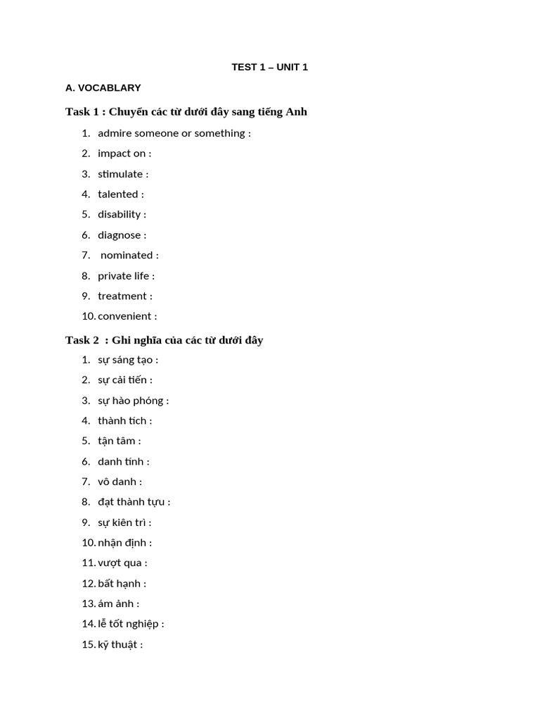 Test 1 Unit 1 | PDF