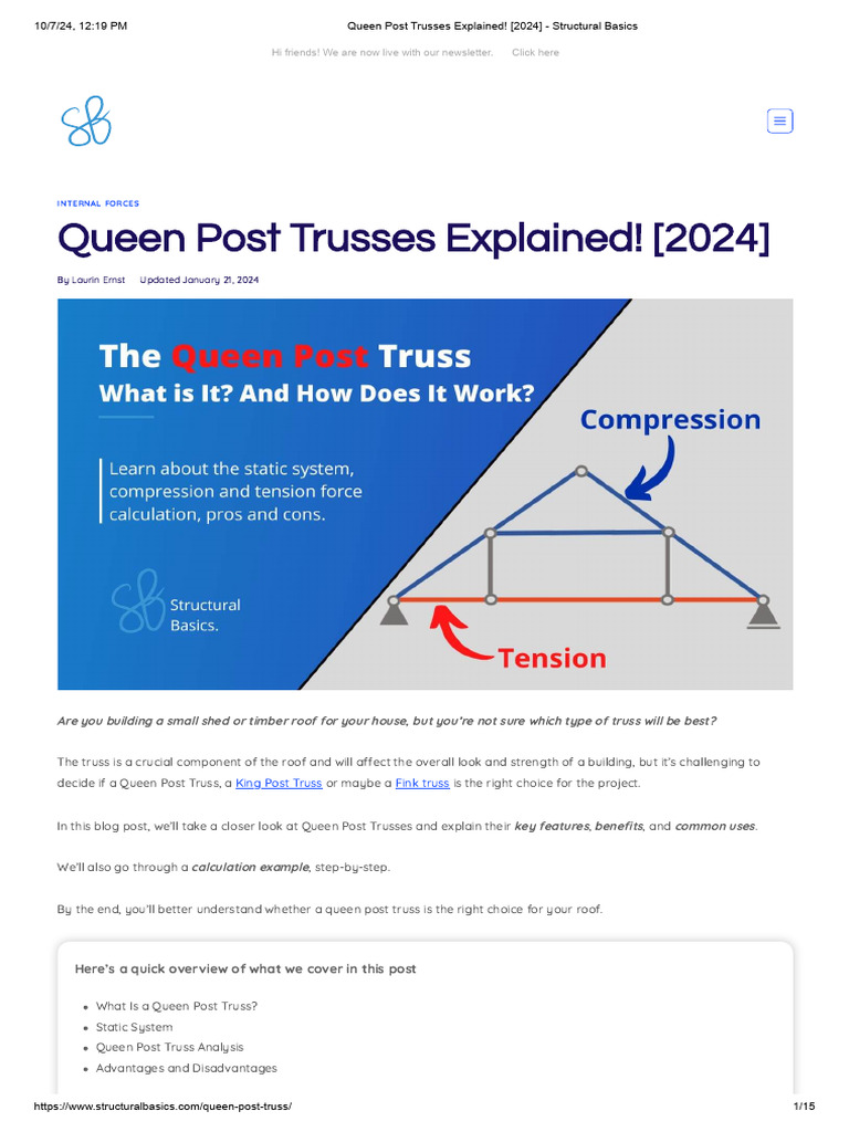 Understanding Queen Post Trusses | PDF | Truss | Beam (Structure)