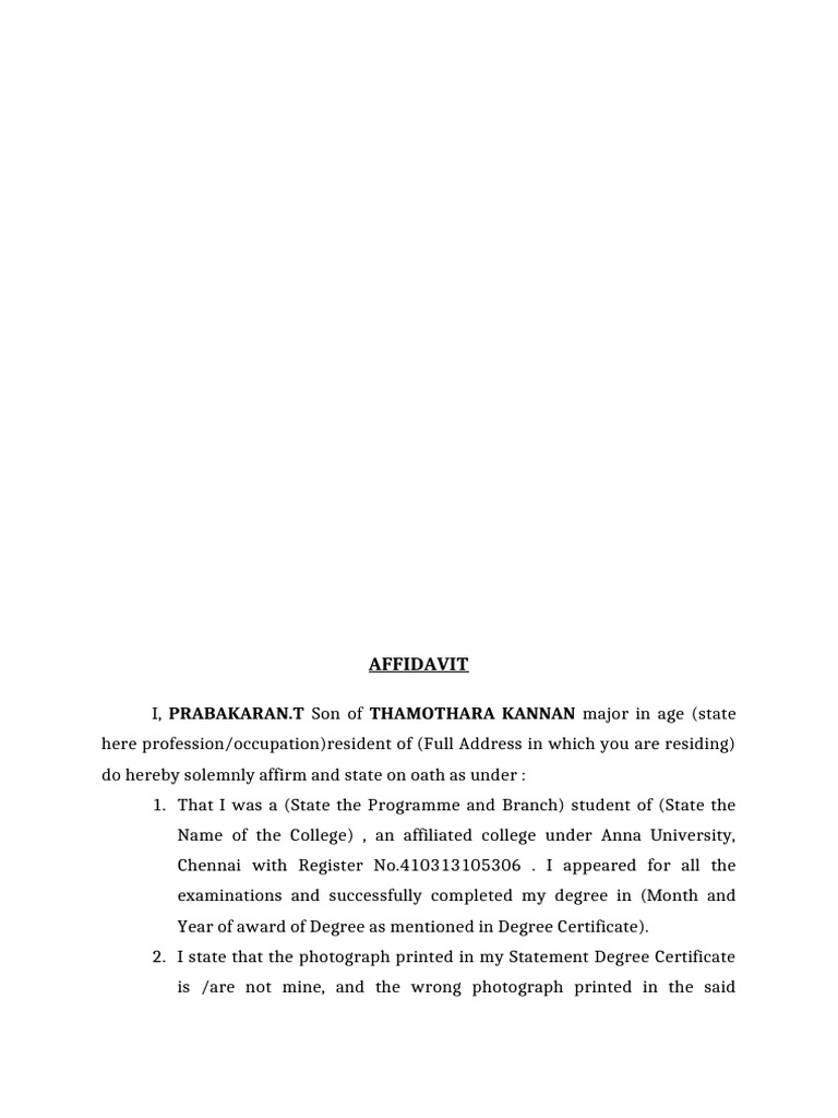 Affidavit College | PDF