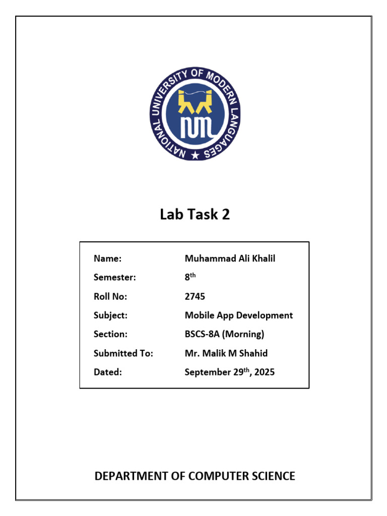 MAD - Lab Task 2 | PDF