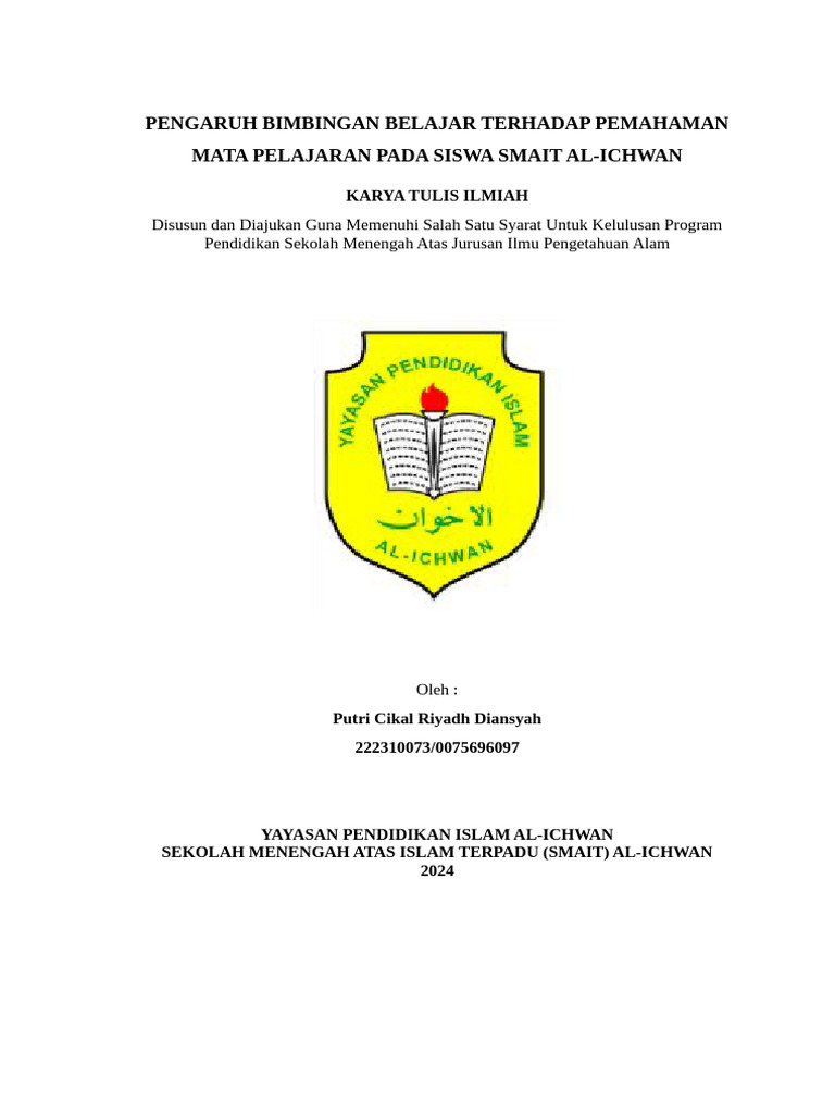 Pengaruh Bimbingan Belajar Terhadap Pemahaman Mata Pelajaran Sekolah ...