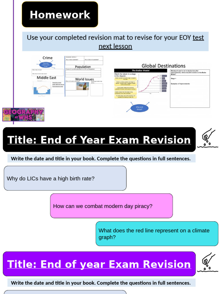EoY Yr9 Revision Lesson 2025 | PDF | Natural Environment