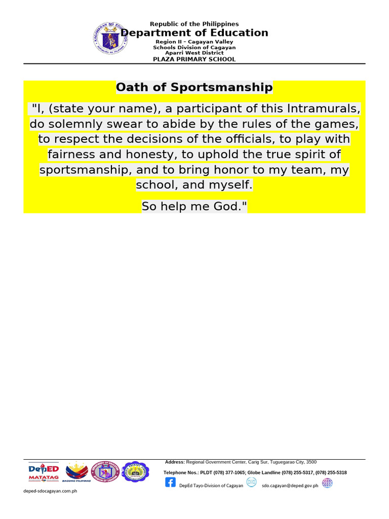 Oath of Sportsmanship | PDF