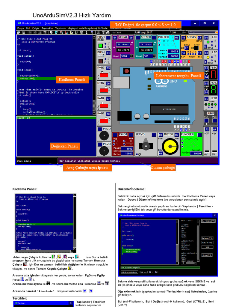 UnoArduSim QuickHelp TR | PDF