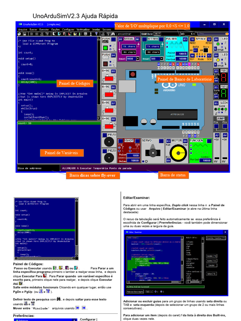 Guia Rápido do UnoArduSim V2.3 | PDF | Arquitetura de computadores ...