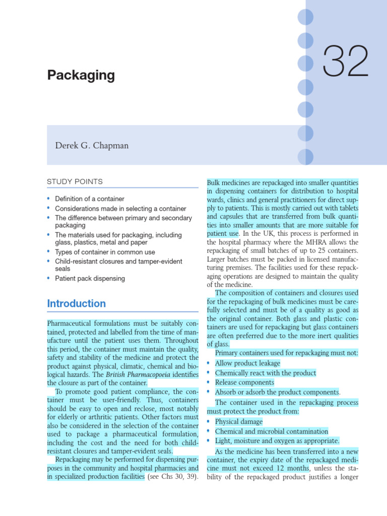 Pharmaceutical Container Guidelines | PDF | Pharmaceutical Formulation ...