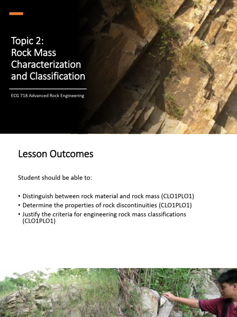 Topic 2 Rock Mass Characterization and Classification | PDF | Young's ...
