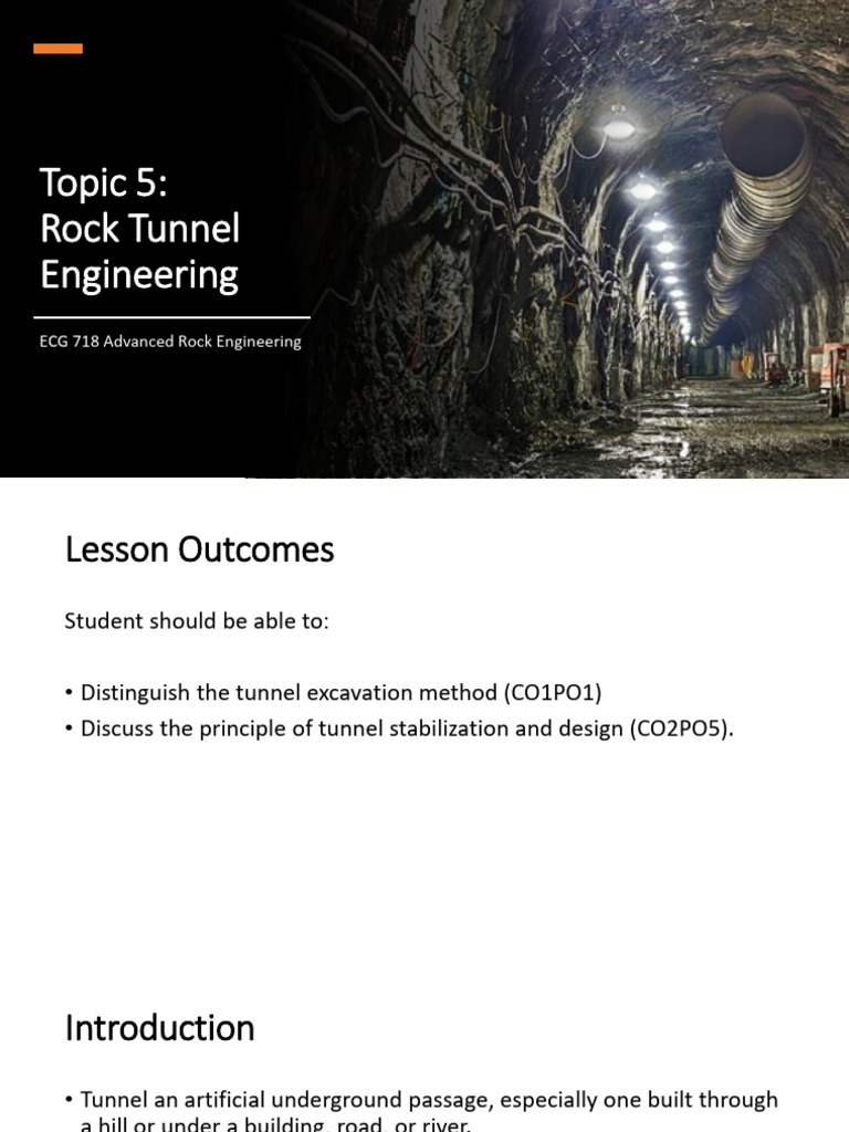 Topic 5 Rock Tunnel Engineering (1) 1 | PDF | Tunnel | Road