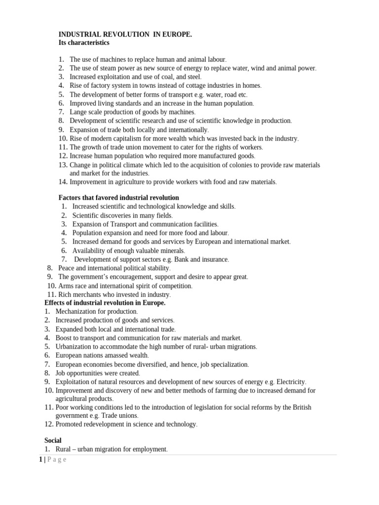Topic Seven Industrial Revolution in Europe | PDF | Industrial ...