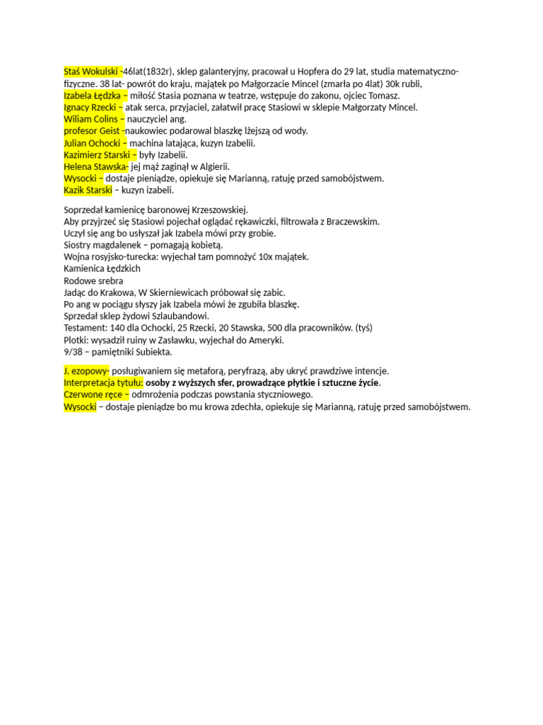 Staś Wokulski | PDF