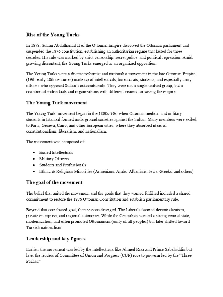 Young Turks: Revolution and Reform in the Ottoman Empire | PDF ...