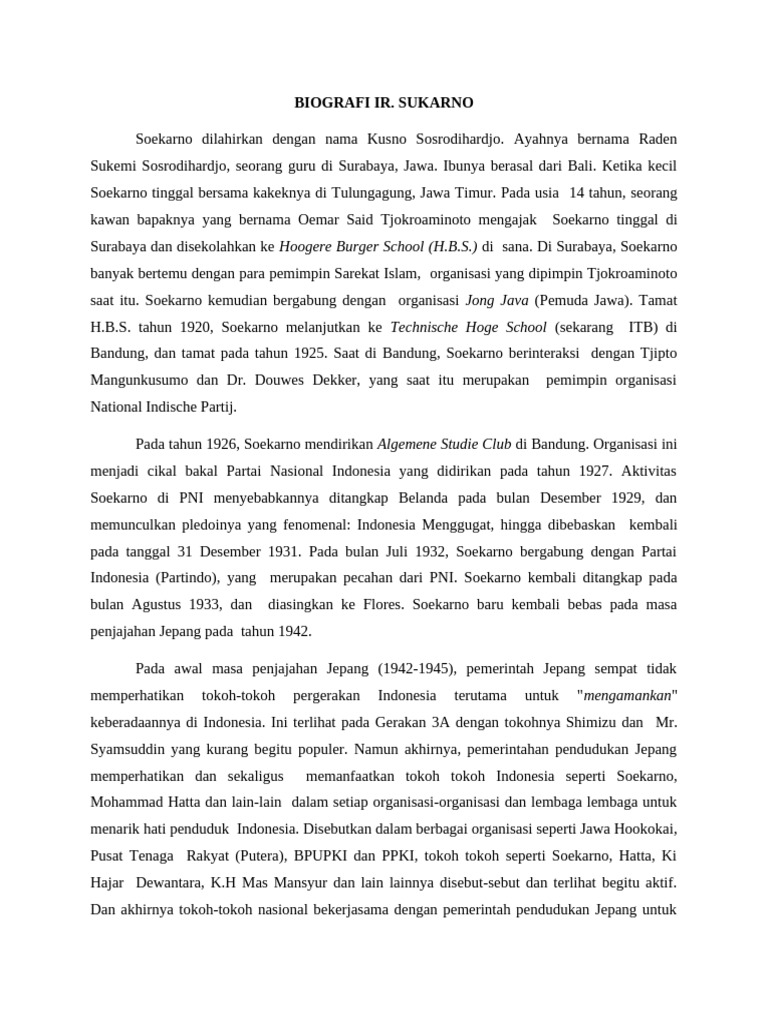 Bacaan Biografi Sukarno | PDF