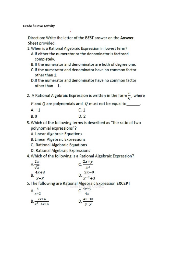 Grade 8 Dove Activity 09-25-2023 | PDF