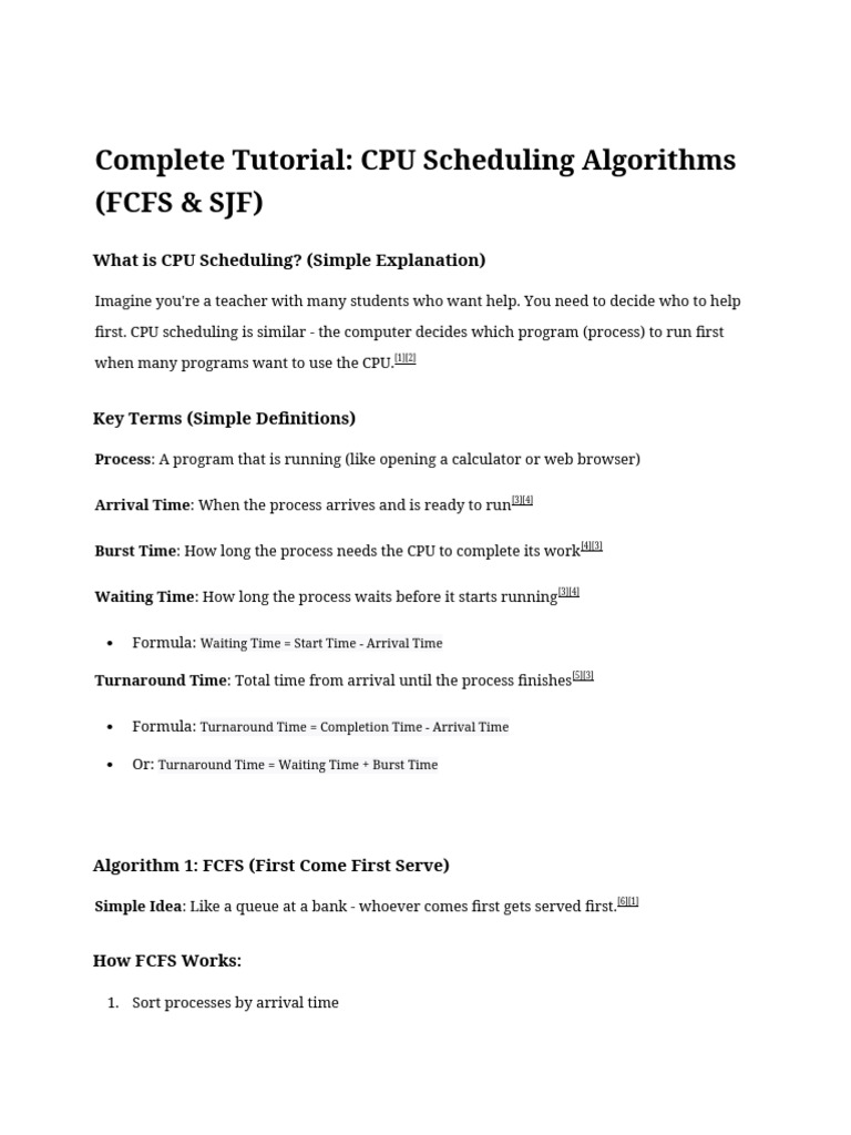 Lab4-Complete Tutorial CPU Scheduling Algorithms FCFS and SJF | PDF ...