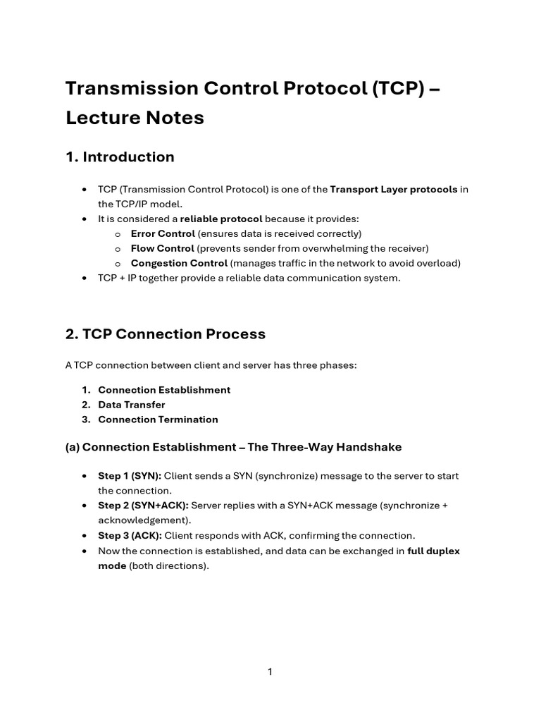 TCP Protocol Overview and Functions | PDF | Transmission Control Protocol | Port (Computer ...
