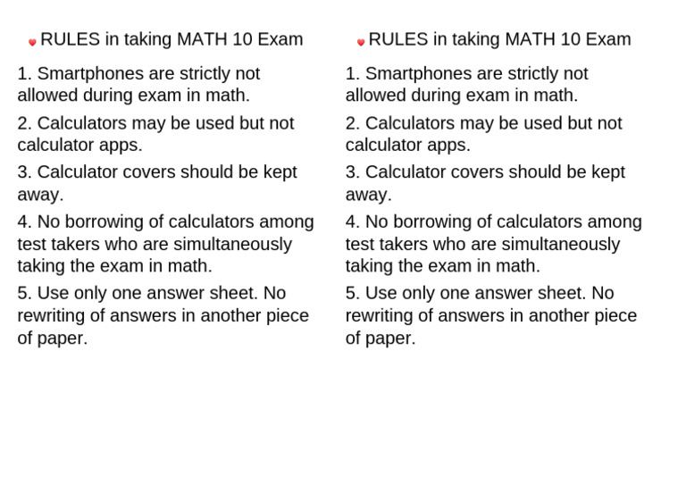 Exam Reminders | PDF