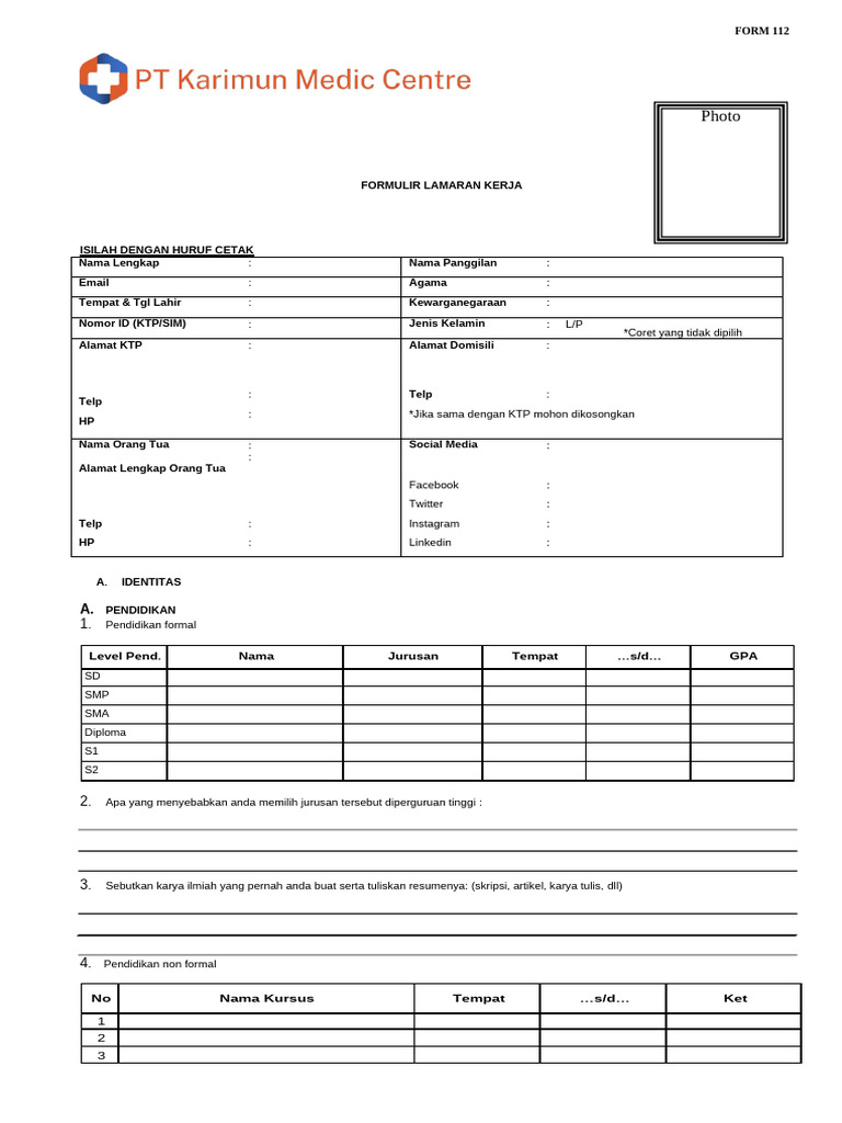 Form Lamaran Kerja | PDF