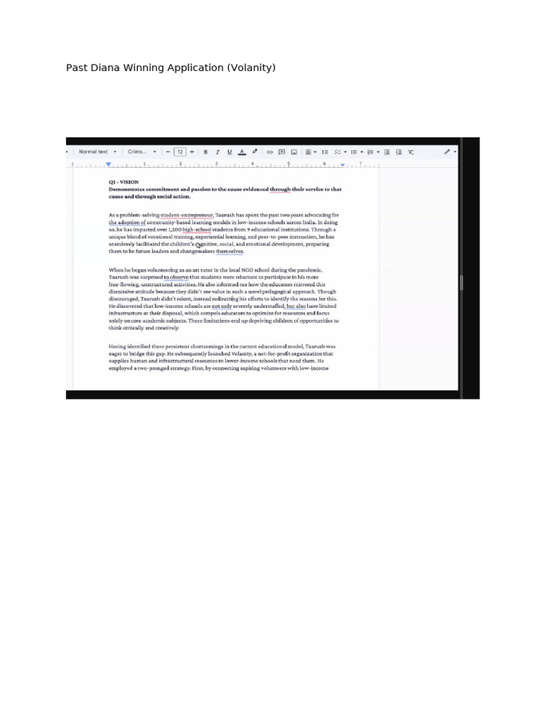 Past Application (Volanity) | PDF