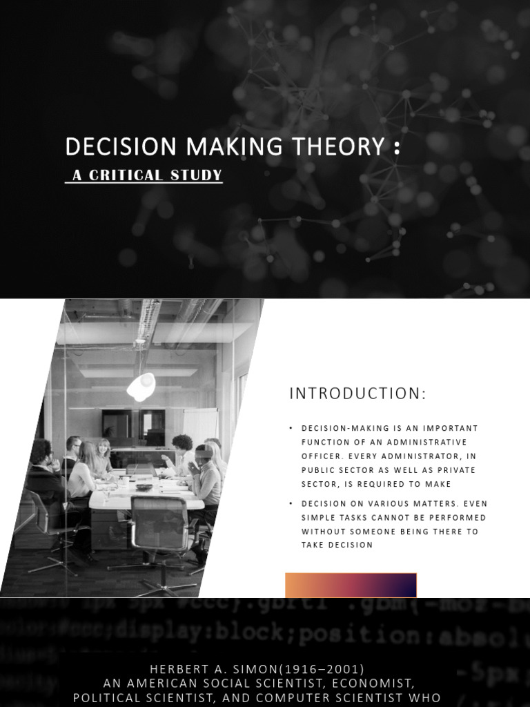Critical Study of Decision-Making Theory | PDF | Cognition | Cognitive ...