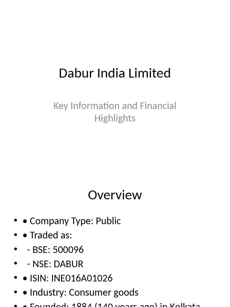 Dabur India Limited Presentation | PDF