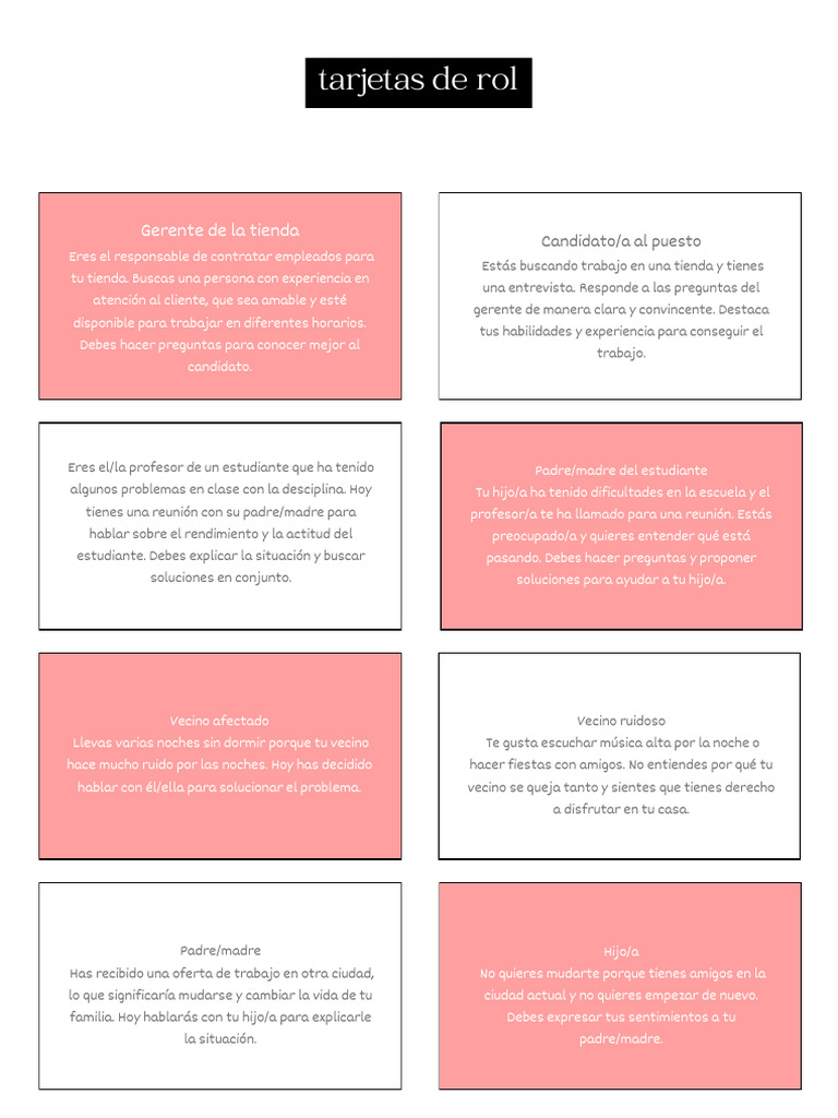 Tarjetas de Rol | PDF