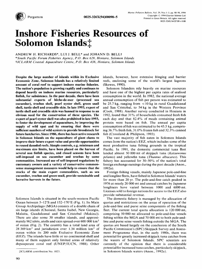 Richards1994-Inshore Solomon Island | PDF | Fishery | Solomon Islands