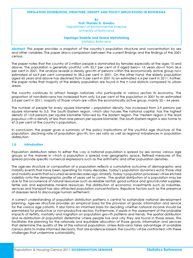 Population Distribution, Structure, Density and Policy Implications in ...