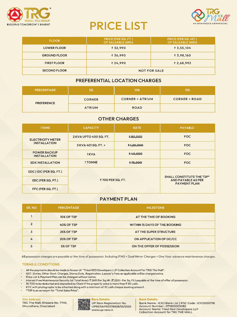 Finalise TRG The Mall Price List 18-09-2025 Print File. | PDF